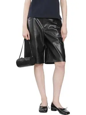 MAISON MARGIELA Faux Leather Bermuda Shorts - Black