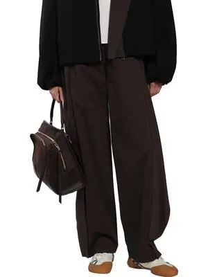 Loewe Cotton Silk Gabardine Wide-leg Trousers - Brown