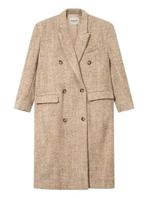 ISABEL MARANT ÉTOILE Isabel Marant Toile Pilda Herringbone Wool Blend Double-Breasted Coat