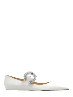 JIMMY CHOO Jimmy Choo Melva Pointed Toe Ballerina Flats With Crystal Embellishment