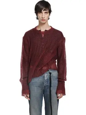 ANN DEMEULEMEESTER Levar Mohair Silk Knit Sweater - Red