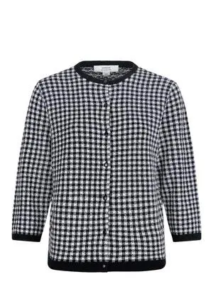Vince Checkered Long-sleeved Knitwear With Button Closure - Gray