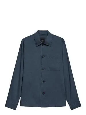 Theory Overshirt In Good Linen - Dark Blue Wing