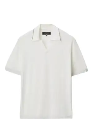 Rag & Bone Silk-cotton Blend Johnny-collar Polo Shirt - Chalk