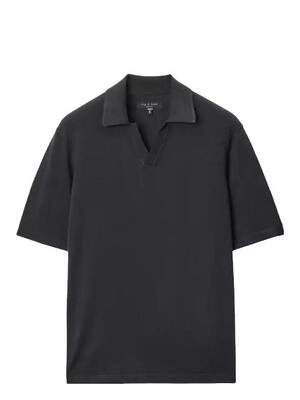 Rag & Bone Silk-cotton Blend Johnny-collar Polo Shirt - Black