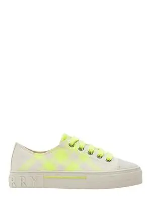 Burberry Checked Canvas Lace-up Sneakers - White