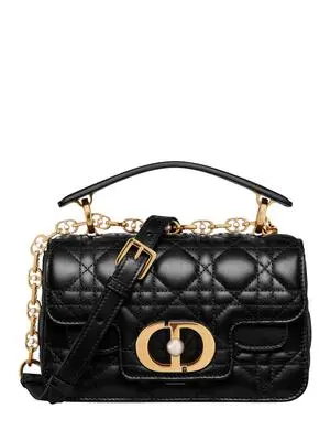 Dior Mini Jolie Top Handle Bag With Pearl Embellished Cd Buckle - Black