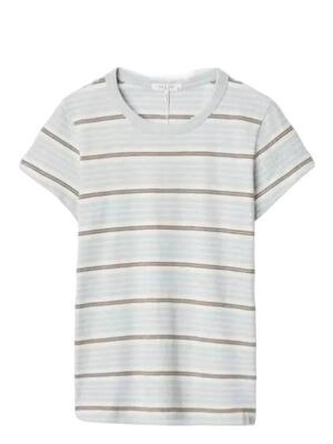 Rag & Bone Coarse-knit Striped T-shirt - Light Blue Multicolour