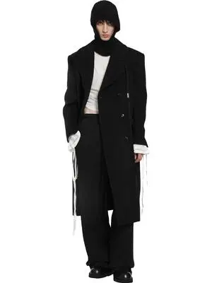 ANN DEMEULEMEESTER Double-breasted Beaver Wool Coat - Black