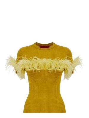 La DoubleJ Feather Embellished T-shirt - Brown