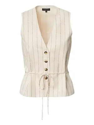 Rag & Bone Striped V-neck Waistcoat - White