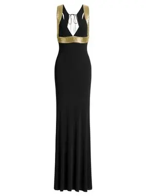 Alberta Ferretti Fitted Embellished Maxi Dress - Black