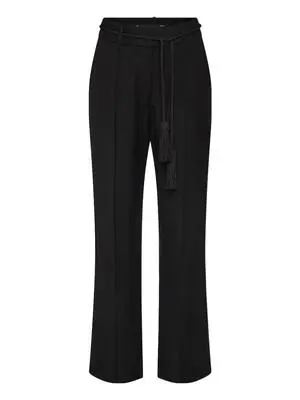 Posse Straight Leg Tailored Trousers With Belt Detail - Black