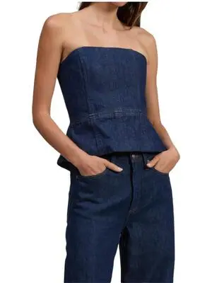 Rag & Bone Strapless Peplum Top With Detachable Straps - Black