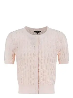 Rag & Bone Short-sleeved Crew Neck Knit Sweater With Button-down Front - Light Pink