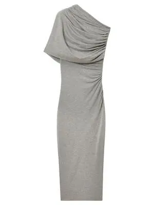 Stella McCartney One Shoulder Twisted Midi Dress - Gray