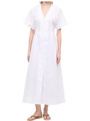 Staud Short-sleeved V-neck Dress - White