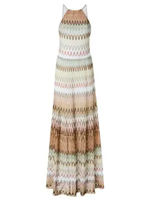MISSONI Missoni Zigzag Pattern Halterneck Maxi Dress