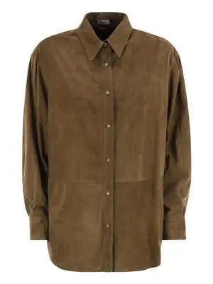 BRUNELLO CUCINELLI Brunello Cucinelli Bead-Embellished Leather Shirt