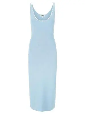Staud Sleeveless Mother-of-pearl Button Embellished Dress - Blue