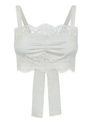 P.A.R.O.S.H P.A.R.O.S.H. Lace-Trimmed Cropped Top With Bow Detail
