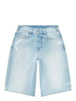 DIESEL® D-enim-m Distressed Denim Shorts - Light Blue