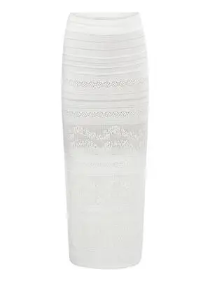 TWINSET Pointelle-knit Pencil Midi Skirt - White