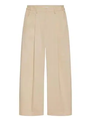 Helmut Lang Pleated Wide Leg Trousers - Oatmeal