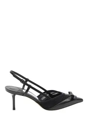 JIMMY CHOO Pointed-toe High-heeled Slingback Sandals With Bow Detail - Black
