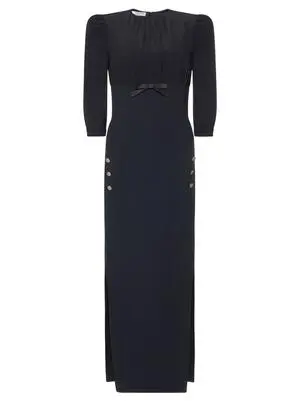 Alessandra Rich Cady Midi Dress With Splits - Black