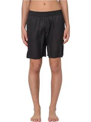 Off-White Elasticated Waistband Swim Shorts With Logo Detailing - Black