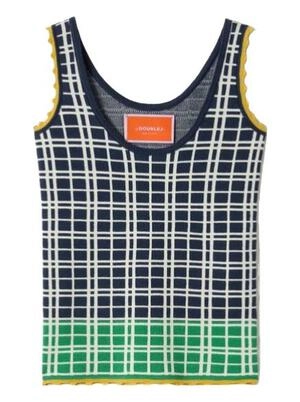 La DoubleJ Ribbed Check Tank Top - Black