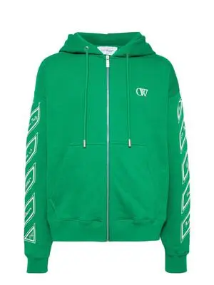 OFF-WHITE Off-White Diagonal Stripe Zip-Up Hoodie