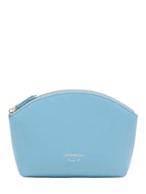 Emporio Armani Beauty Case In Textured Leather - Light Blue