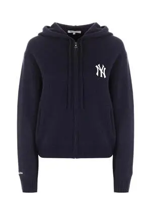 SPORTY  RICH Sporty & Rich Long Sleeve Zip-Up Hoodie With Embroidered Logo