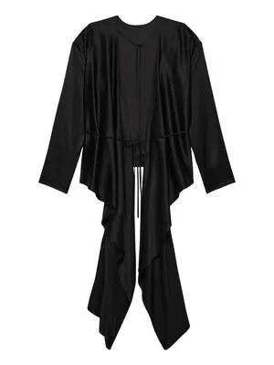 Helmut Lang Long-sleeve Draped Scarf Top - Black