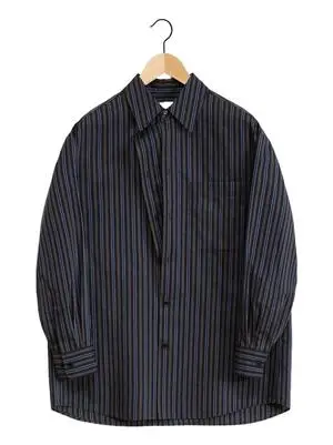 LEMAIRE Striped Button-up Shirt - Brown/ocean