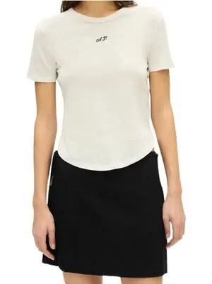 ANN DEMEULEMEESTER Monogram Embroidered Cotton T-shirt - Ivory