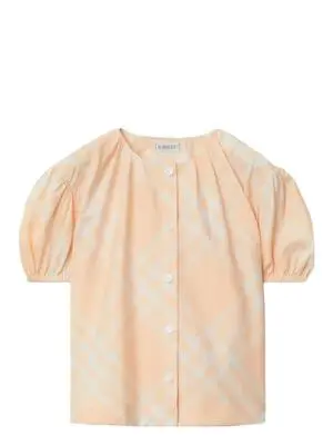 Burberry Check-print Cotton Blouse - Nude