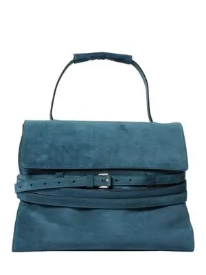 Moschino Buckle-detail Suede Tote Bag - Blue