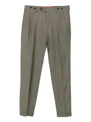 BERWICH Pleated Detail Wool Trousers - Green