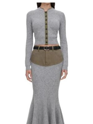 SELF-PORTRAIT Button-front Knit Cardigan - Grey