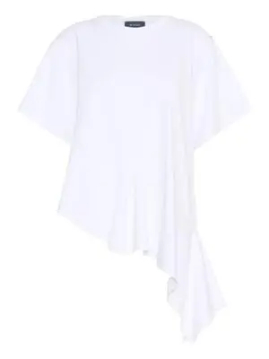 Sportmax Short-sleeved T-shirt With Asymmetrical Hem - Optical White