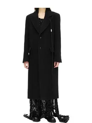 ANN DEMEULEMEESTER Single-breasted Notched Lapel Wool Coat - Black