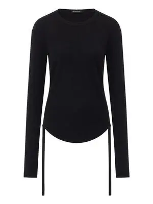 ANN DEMEULEMEESTER Ann Demeulemeester Wrinkled Texture Cropped T-Shirt Black