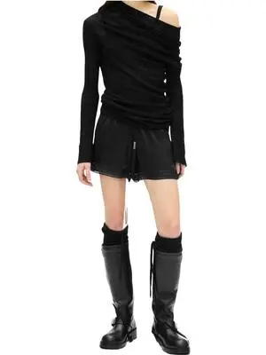 ANN DEMEULEMEESTER Lace-trimmed Silk Shorts - Black