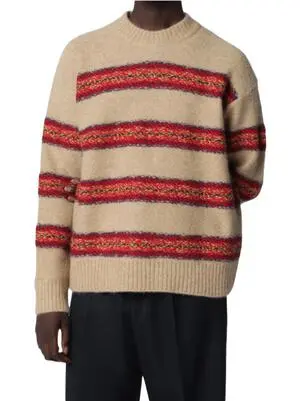 Dries Van Noten Striped Wool-blend Sweater - Beige Red