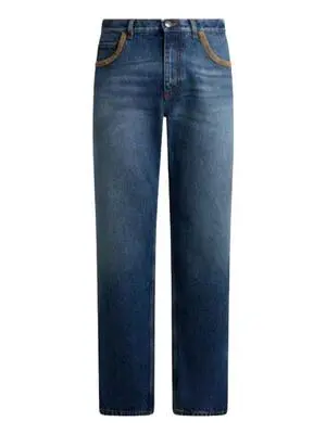 Etro Straight-leg Cotton Denim Jeans With Contrasting Details - Blue