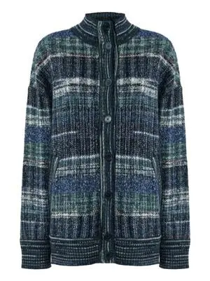 Missoni Oversized Wool-blend Check Cardigan - Blue