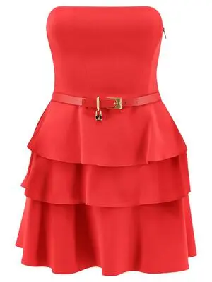Elisabetta Franchi Belted Tie Mini Dress - Red